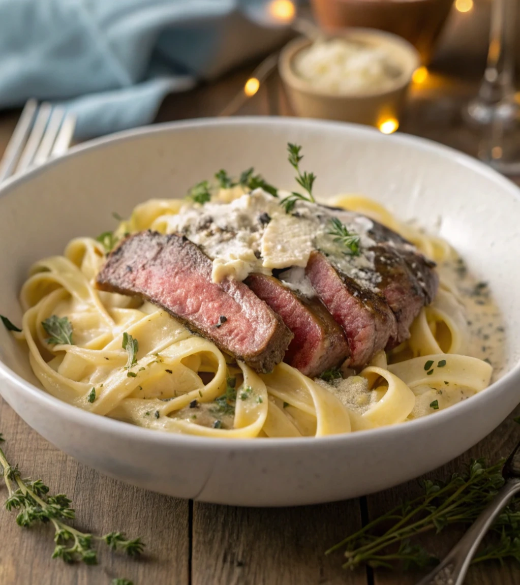 Pasta med entrecôte og gorgonzola oppskrift – Italiensk | Matly